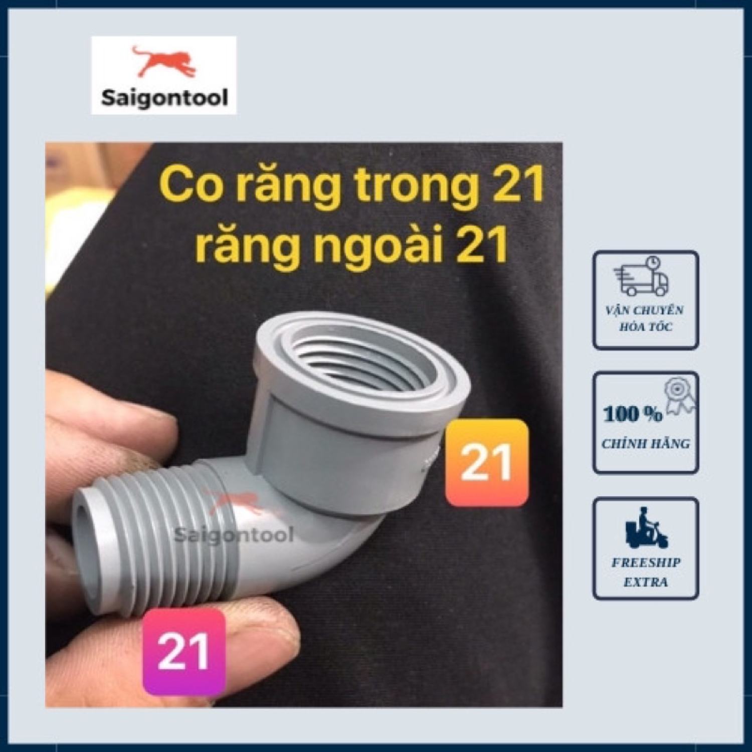Co Cút Góc Ren Trong/Ngoài phi 21 - Nhựa PVC, phụ kiện ống nước có răng ...