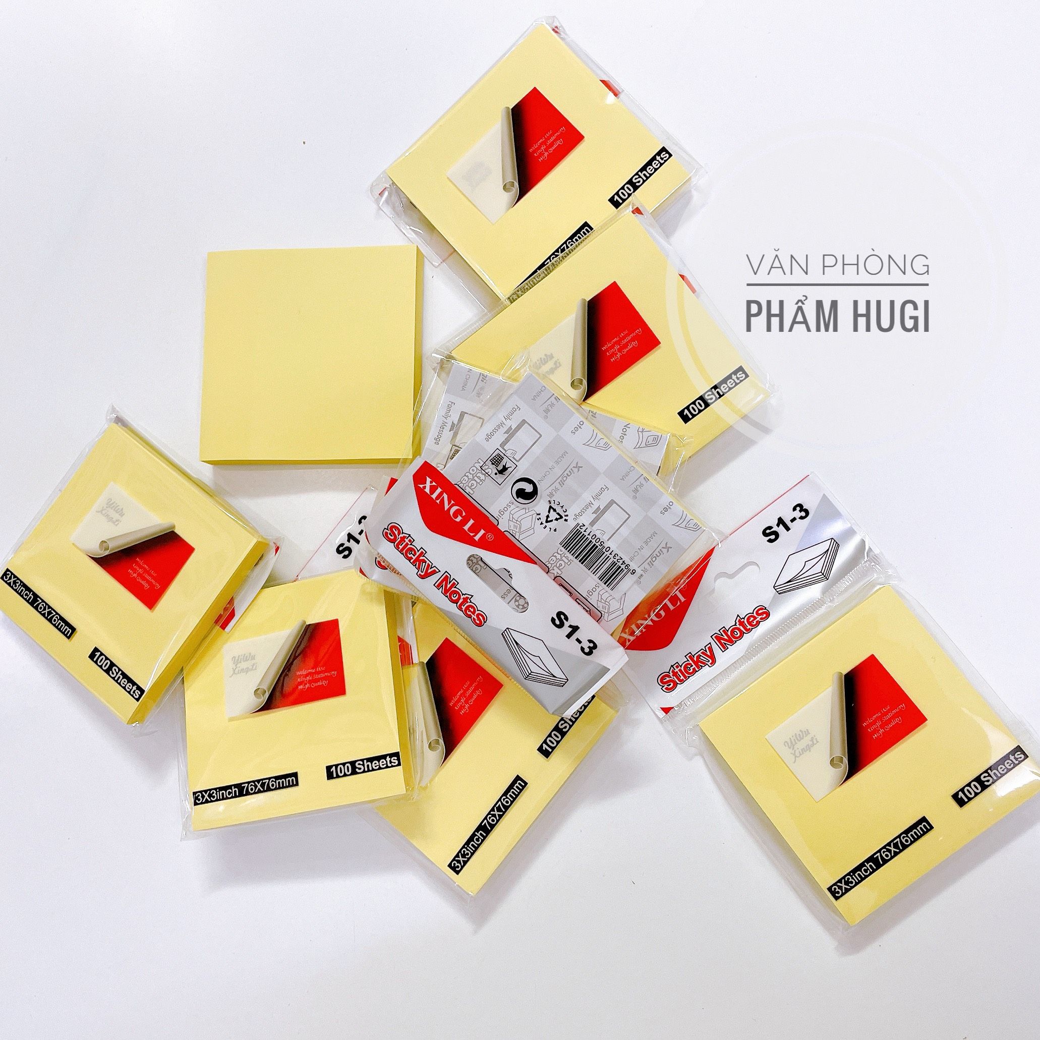 Giấy notes vàng hình vuông (76x76mm) xấp gồm 100 tờ - MixASale