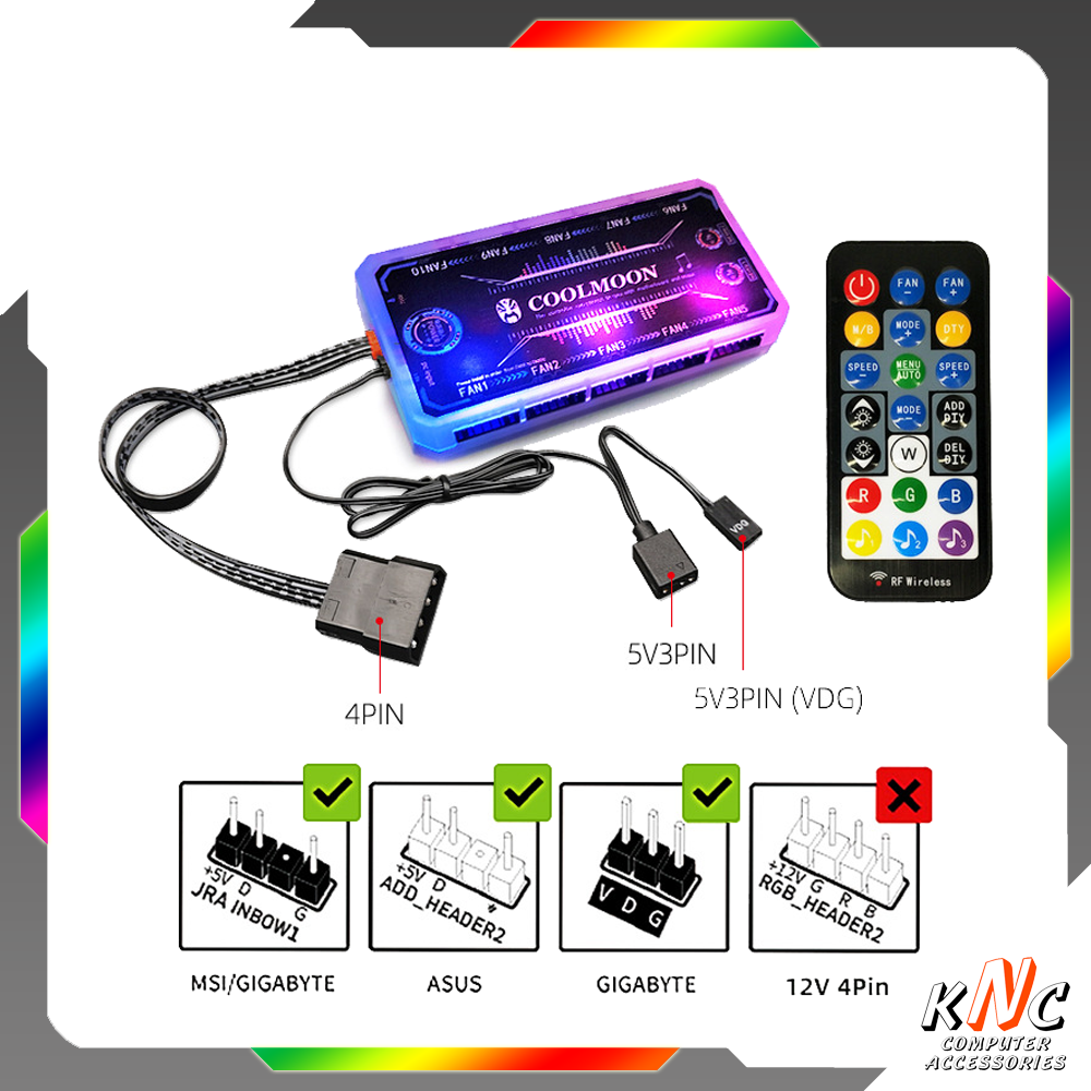 Quạt Tản Nhiệt Fan Led RGB B1 Kích Thước 12cm Đồng Bộ Màu Hub Coolmoon ...