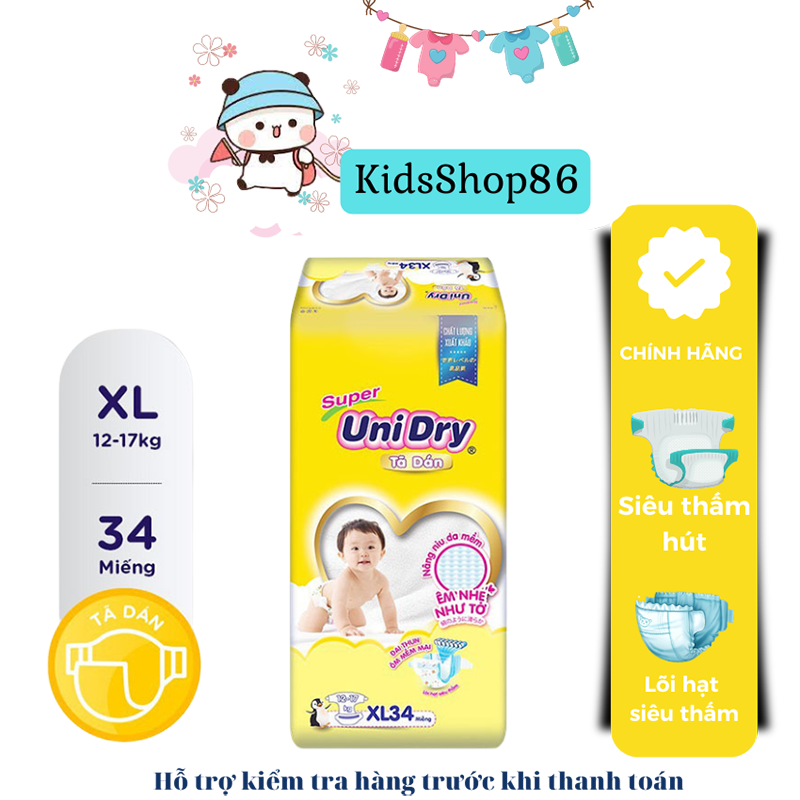 Tã dán Unidry chính hãng cho bé đủ size S48-M42-L38-XL34 hỗ trợ đổi trả ...
