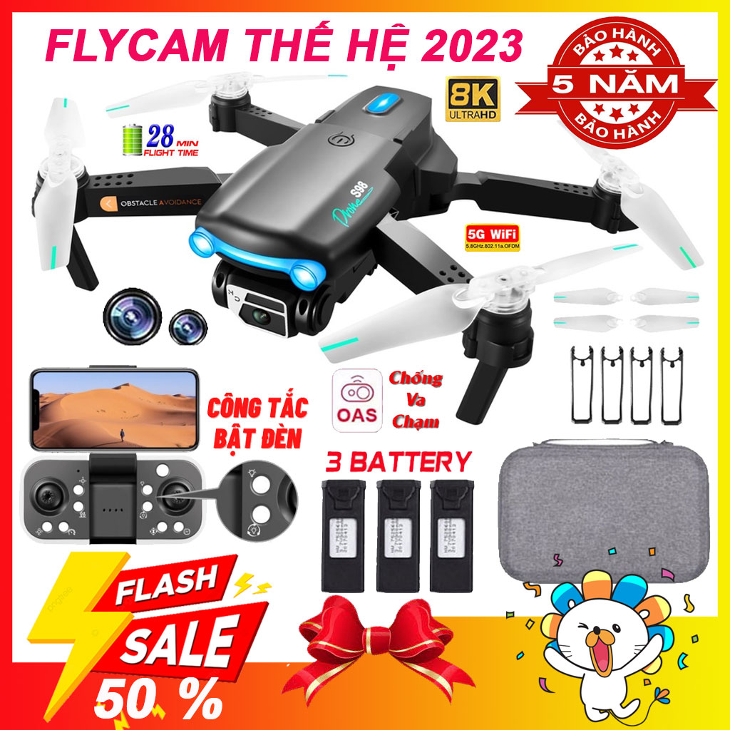 Flycam 8K Ultra HD S98 PRO MAX Máy bay flycam mini trang bị 2 camera ...