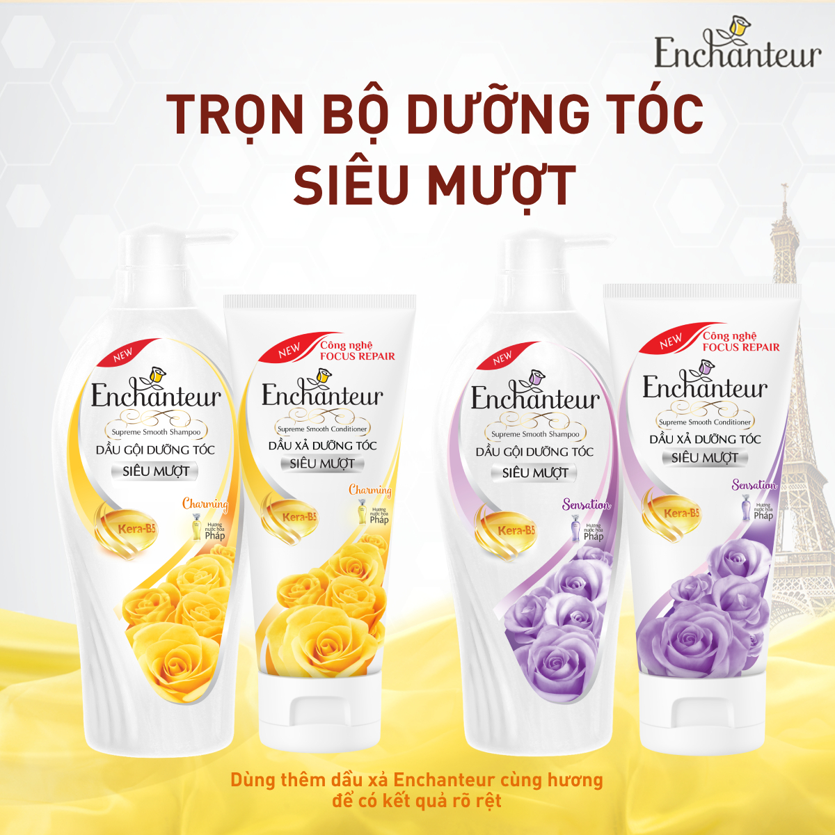 Combo 3 Dầu gội nước hoa Enchanteur Charming dưỡng tóc siêu mượt ...