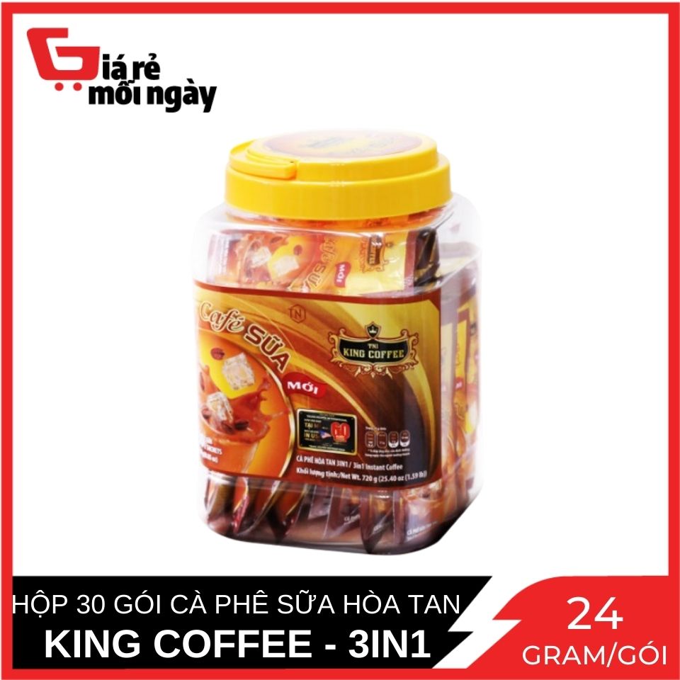 Cà Phê Sữa Hóa Tan 3in1 King Coffee Hộp Nhựa 30 gói x 24g | Lazada.vn