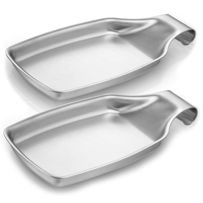 Spoon Rest Set of 2, Stainless Steel Spatula Ladle Holder for Stove ...