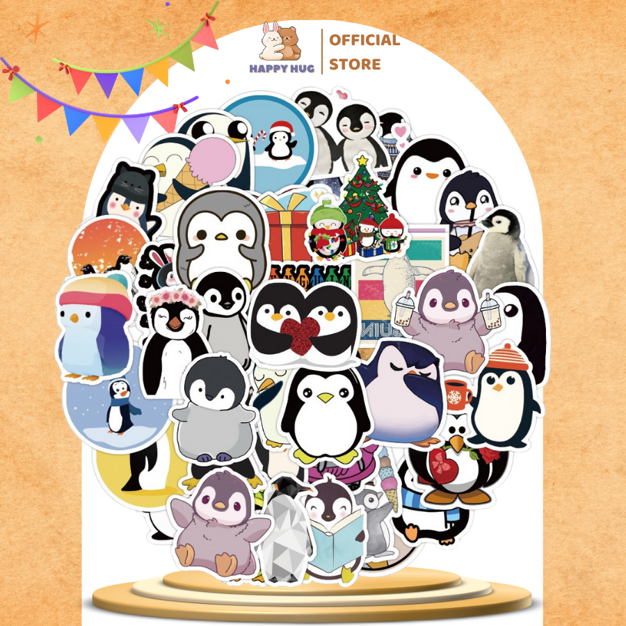 Sticker cute SET 50 TẤM chim cánh cụt dễ thương, hình dán mũ bảo hiểm ...