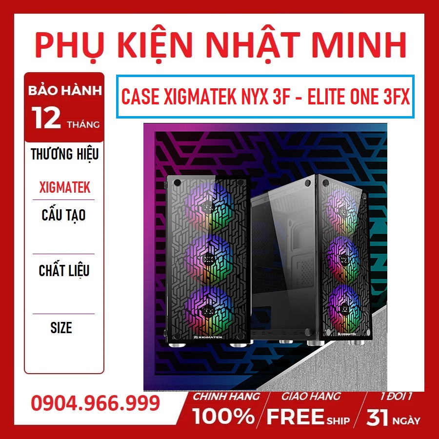 VỎ case xigmatek NYX 3F - xigmatek elite one 3fx - XA22 vỏ gaming văn ...