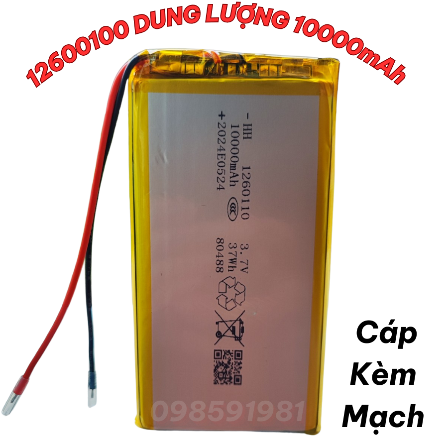 Pin Lithium Polymer 1260110 3.7V Dung Lượng Lớn 10000mAh Nhỏ Gọn Bền Bỉ ...