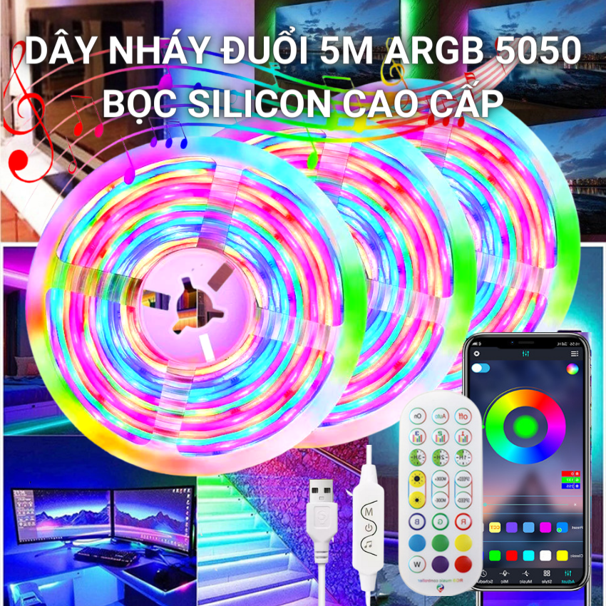 Dây đèn led nháy đuổi ARGB 16 triệu màu bọc silicon cao cấp chip led ...