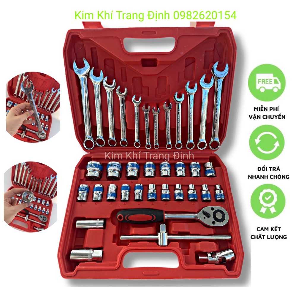 Bộ tuýp bộ khẩu sửa chữa 12 chi tiết thép cứng CR-V cần tự động - MixASale