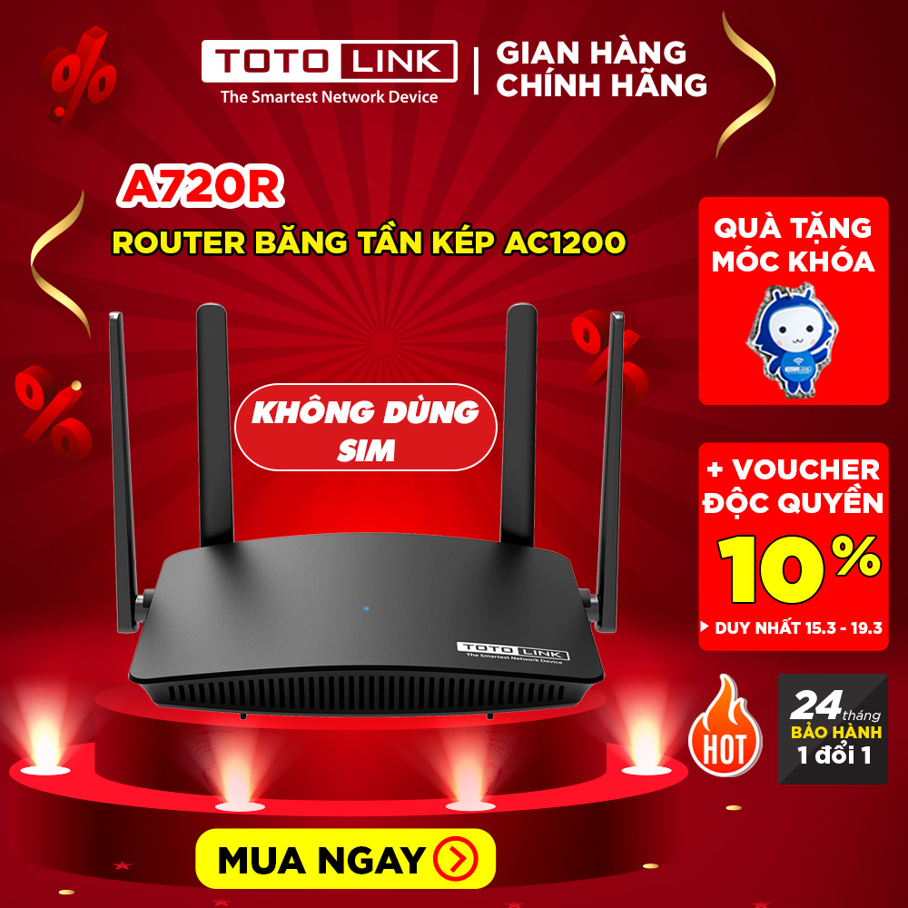 Cục phát router wifi băng tần kép chuẩn AC 1200Mbps A720R TOTOLINK ...