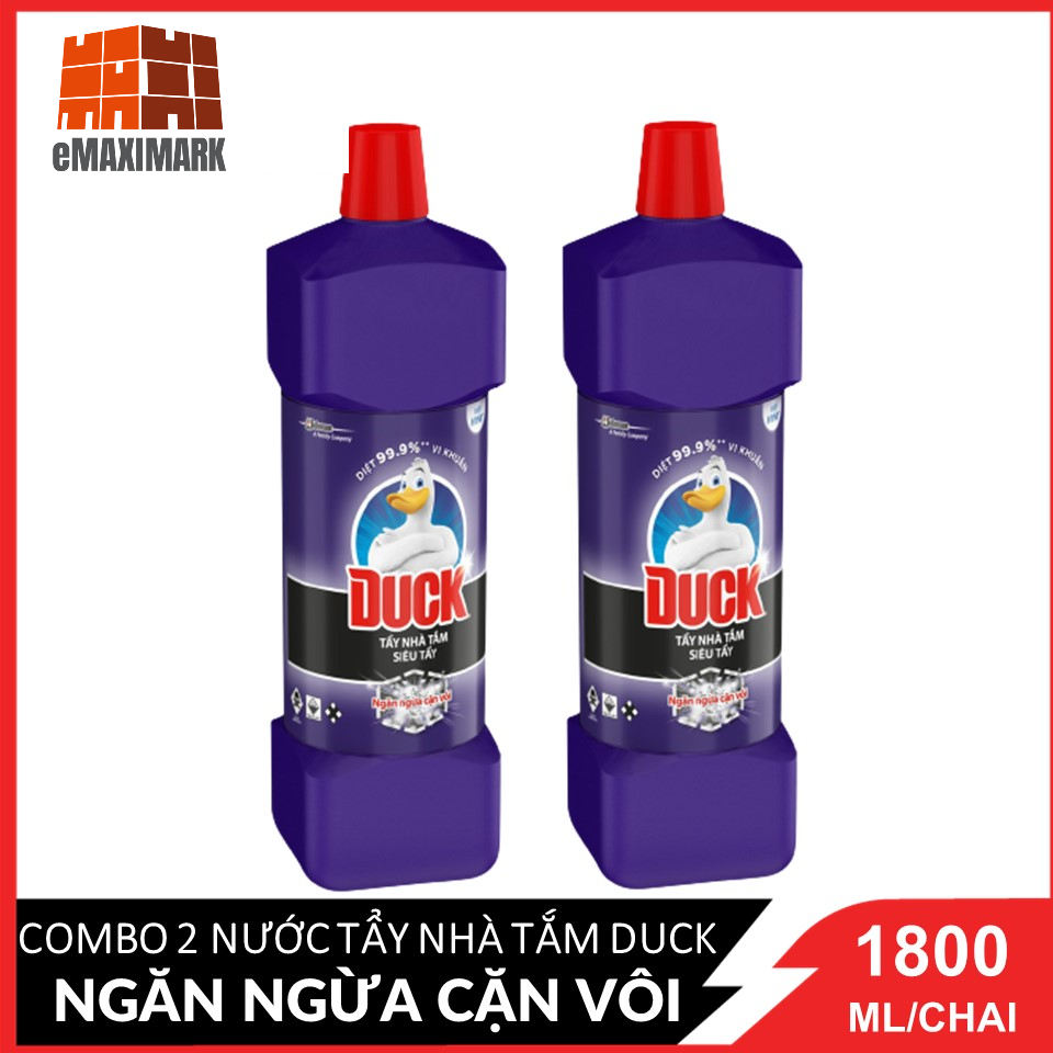 COMBO 2 Nước tẩy nhà tắm siêu tẩy Duck ngăn ngừa cặn vôi diệt 99.9% vi ...