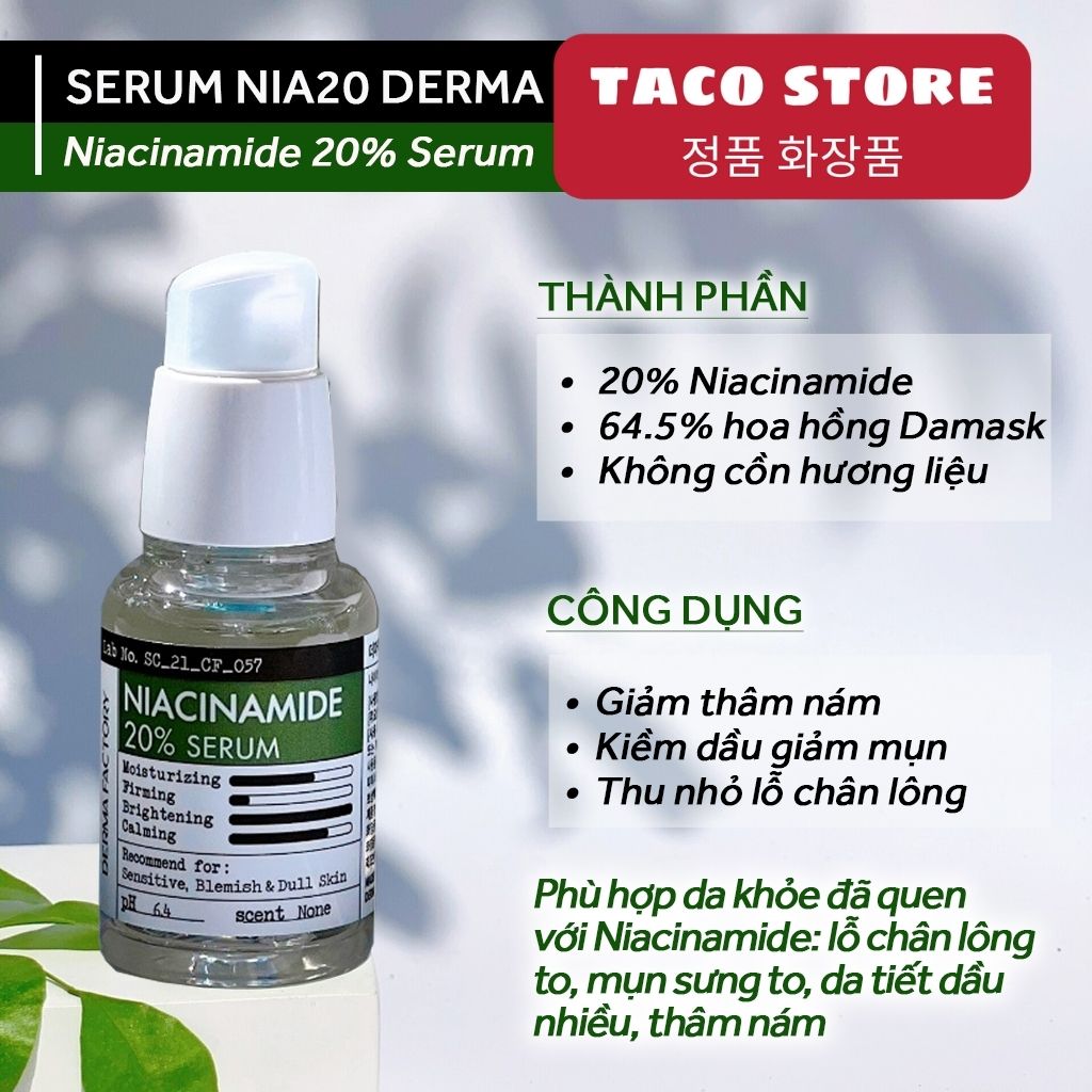 Tinh chất dưỡng trắng Derma Factory Niacinamide 20 - Serum Derma ...