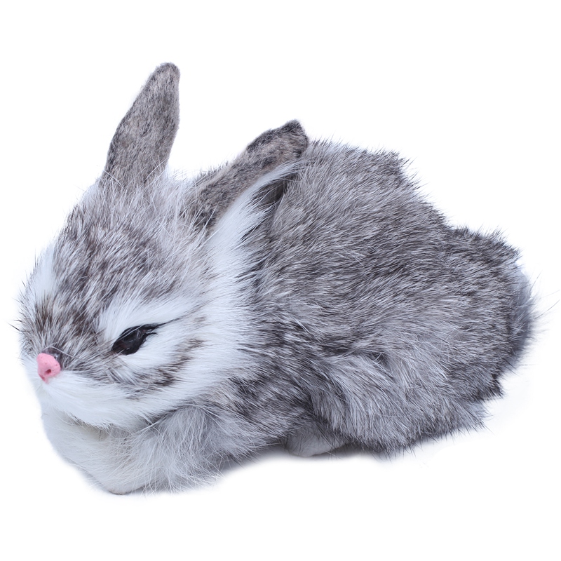 15Cm Mini Realistic Cute Plush Rabbits Fur Lifelike Animal Easter Bunny ...