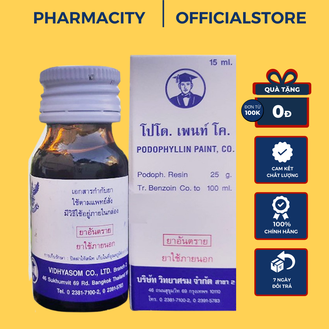 Dung Dịch Podophyllin 25 Thái Lan và viên uống Betaglucan 500mg xử lí ...