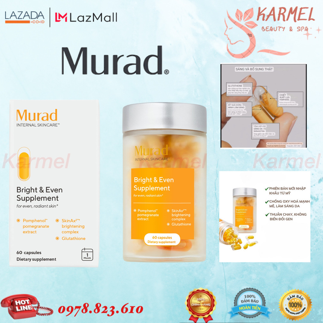 Viên Uống Chống Nắng Sáng Da Và Chống Oxy Hoá Bright & Even Supplement - Mu rad Bright ...