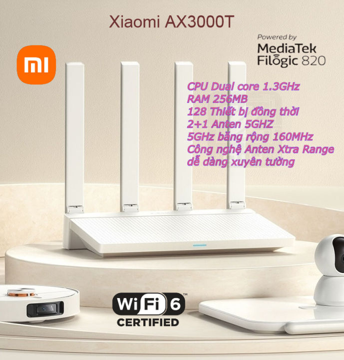 Bộ phát wifi Router Xiaomi AX3000T với hỗ trợ Wi-Fi 6, Mesh | Lazada.vn