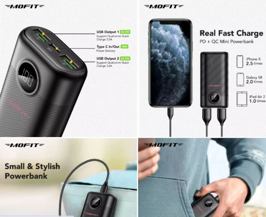 Sạc nhanh dự phòng Mini MOFIT M116 22.5W 10000mAh Charge 3.0 và PD ...