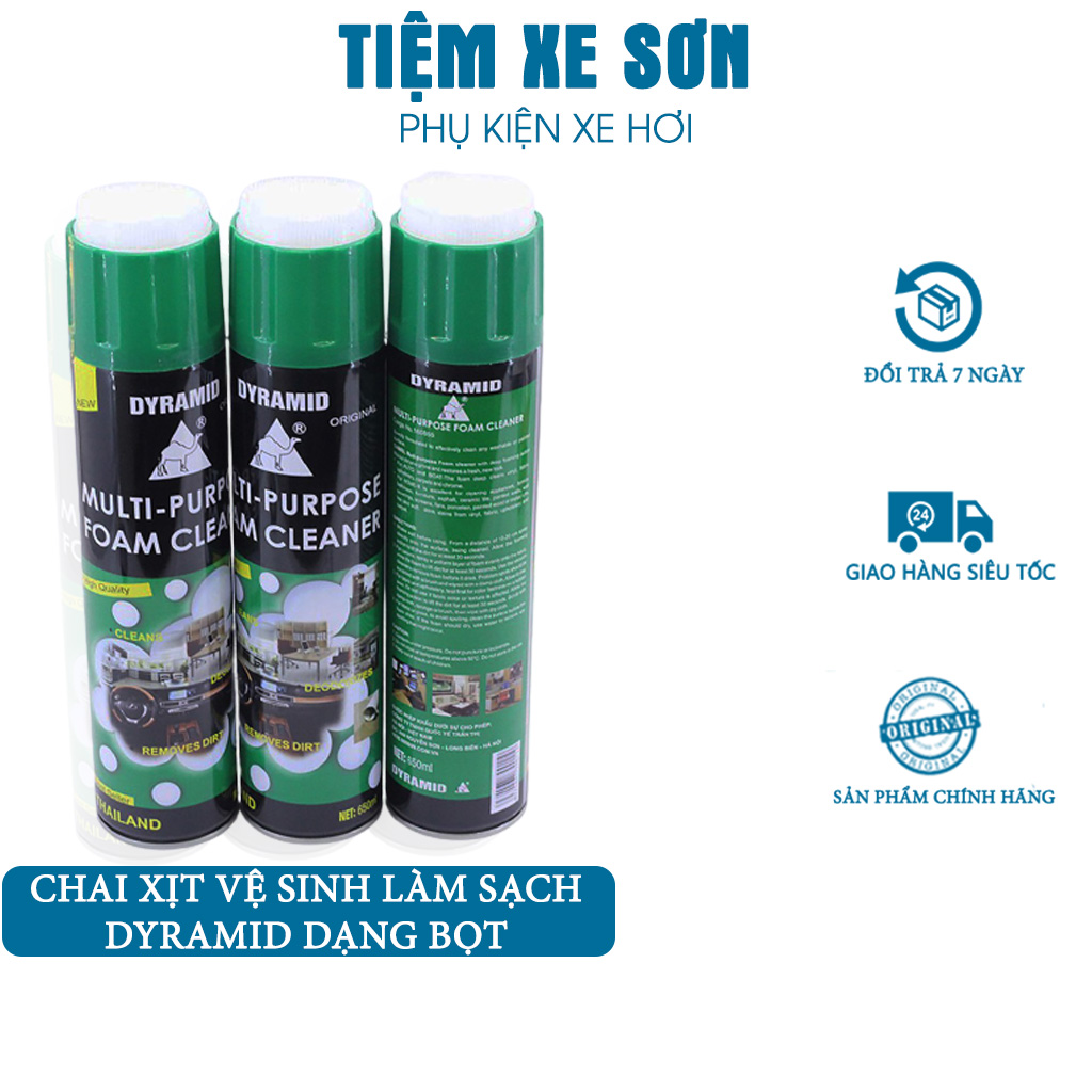 Chai xịt bọt vệ sinh xe ô tô đa năng Dyramid, làm sạch nội thất da ...