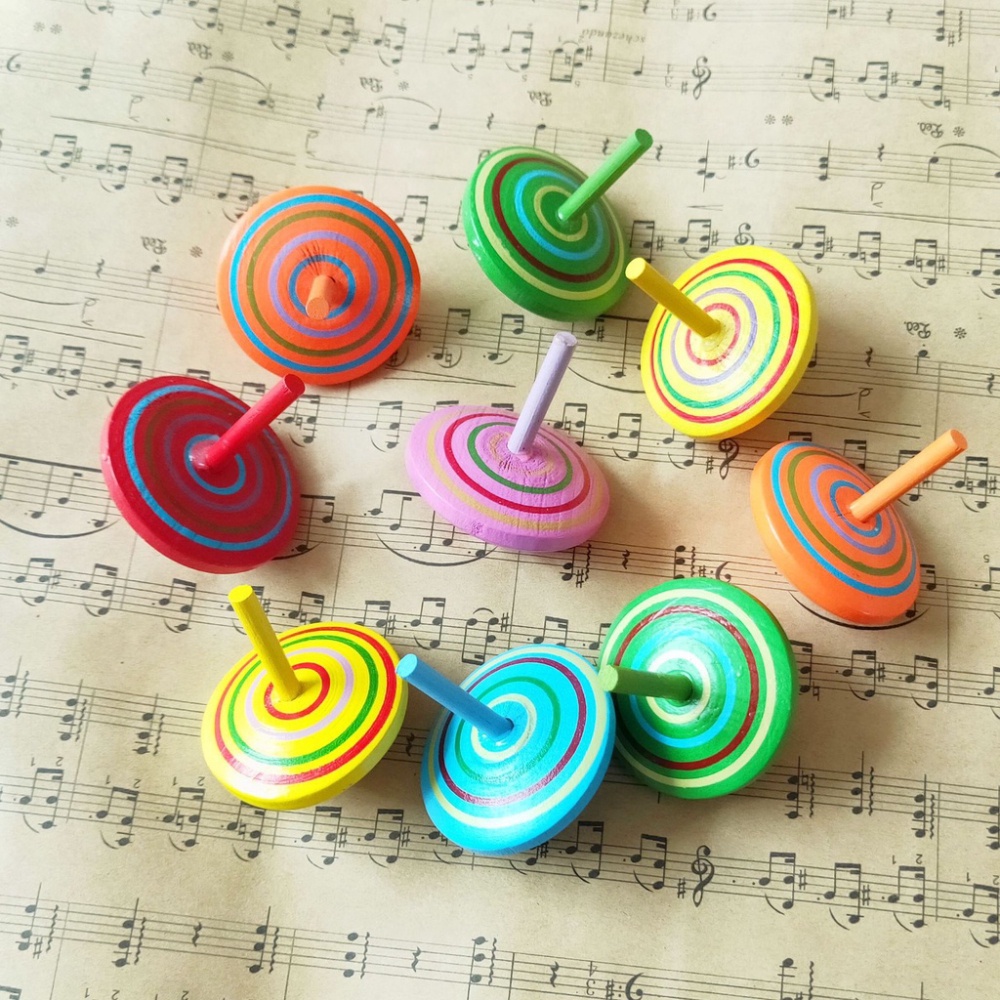 Đồ chơi con quay gỗ, con quay nhựa, cù quay có nhạc và đèn led quay tít ...