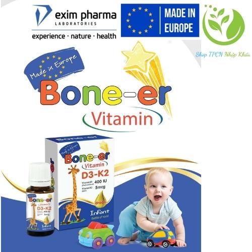 Vitamin D3 K2 nhập khẩu BONE-ER VITAMIN D3 + K2 từ Exim Pharma (Made in Europe) Bổ sung Vitamin ...