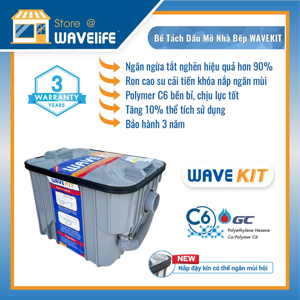 Bể tách mỡ/ Bẫy mỡ/ Lọc mỡ WAVEKIT chống tắt nghẽn | Lazada.vn