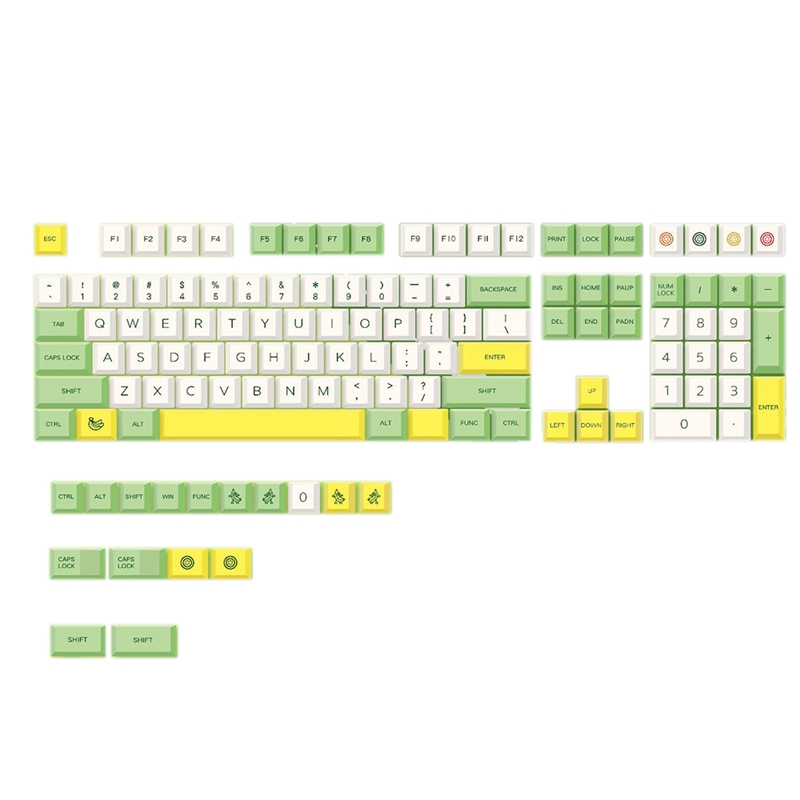 Keycaps PBT 124 Keys XDA Profile Dye Sublimation Set for Gateron Kailh ...