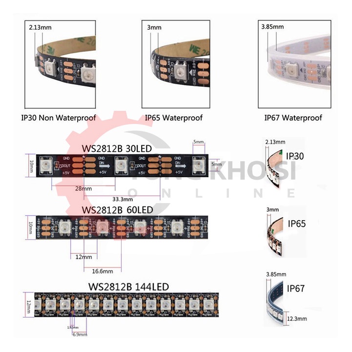 Dây Đèn Led Ws2812B Ws2812 Argb Dc5V 60LedM Full Color Hiệu Ứng Sóng ...