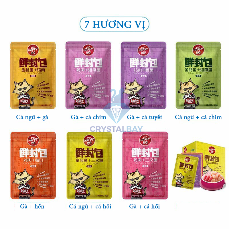 Hộp 12 gói Pate Wanpy Happy 100 Gói 70g Pate cho mèo - MixASale