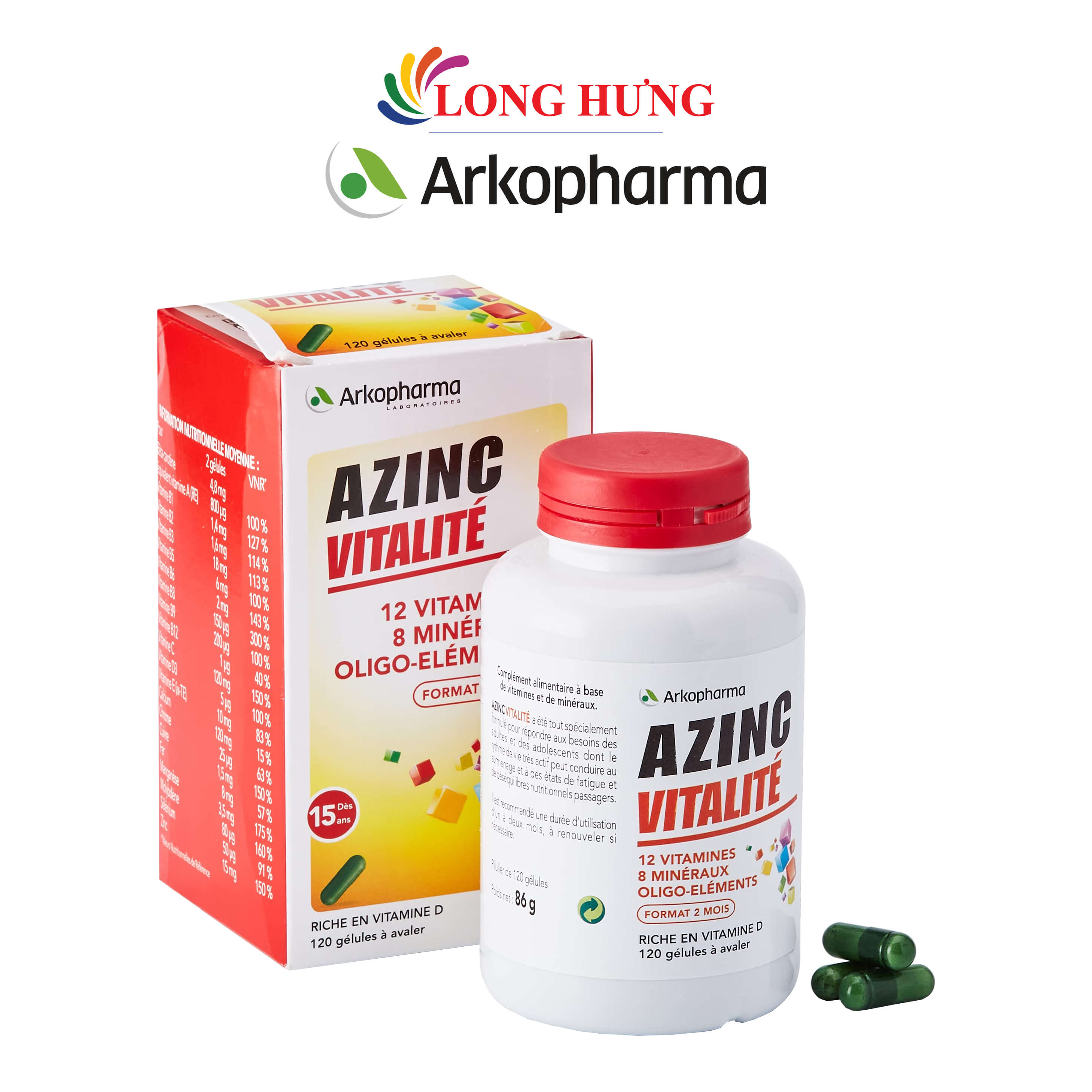 Viên uống Arkopharma Azinc Vitalite bổ sung vitamin và khoáng chất (60 ...