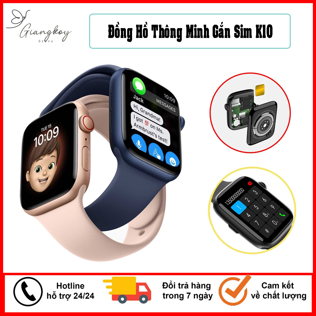 Đồng Hồ Thông Minh Smart Watch K10 Lắp Sim Nghe Gọi Rõ Ràng Sóng Khỏe -Nhắn Tin- Lắp Thẻ Nhớ Bản ...