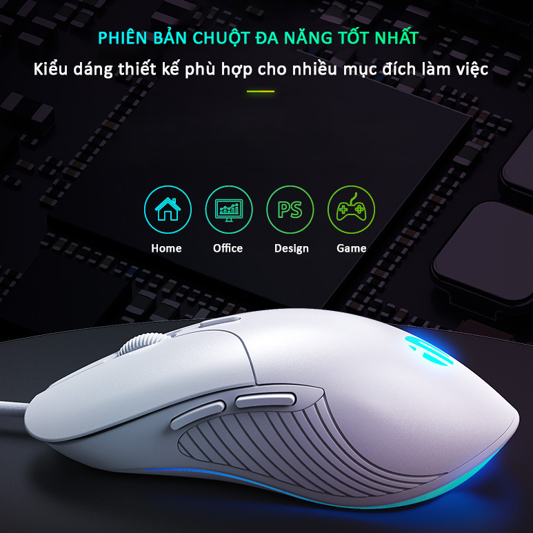 Chuột máy tính gaming Sidotech Inphic PB1 bản có dây 4800 DPI điều ...