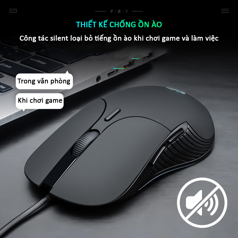 Chuột máy tính gaming Sidotech Inphic PB1 bản có dây 4800 DPI điều ...