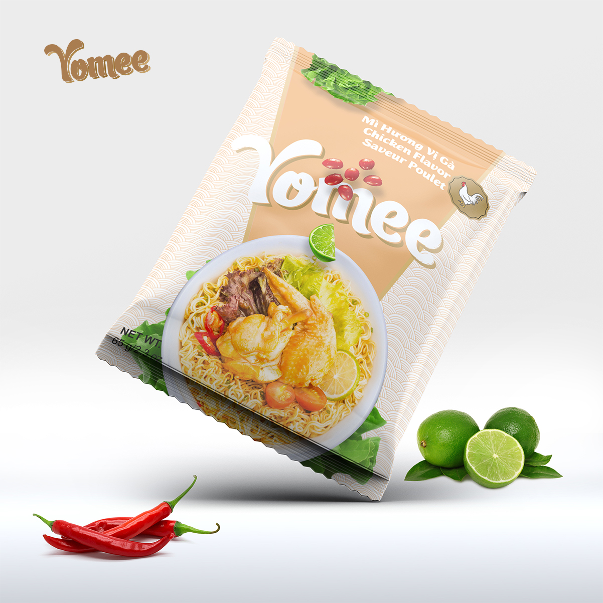 Mì Gà Yomee 65g Thùng 24 Gói - Hàng Xuất Khẩu - Date luôn mới - Mì ăn liền | VietMart.co